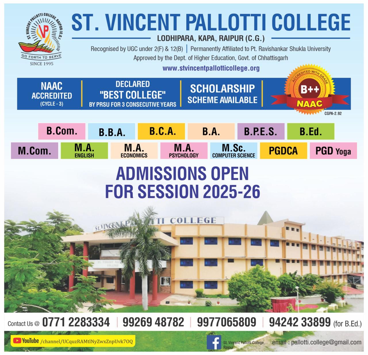 Courses Offered - St. Vincent Pallotti College - Raipur